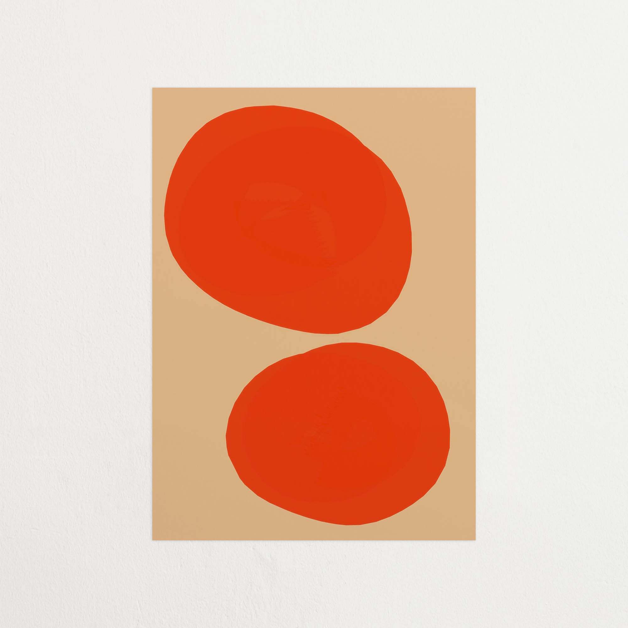 Like red | Poster | Red shapes against a beige background